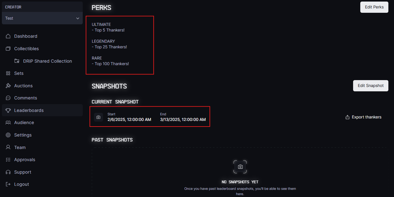 ⏱️ Update Perks / Activate Snapshot Timer – DRiP
